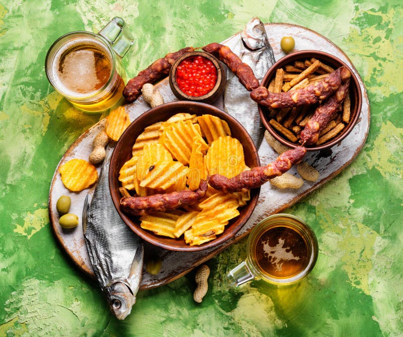 Beer and snacks stock image. Image of friday, dried - 144977705