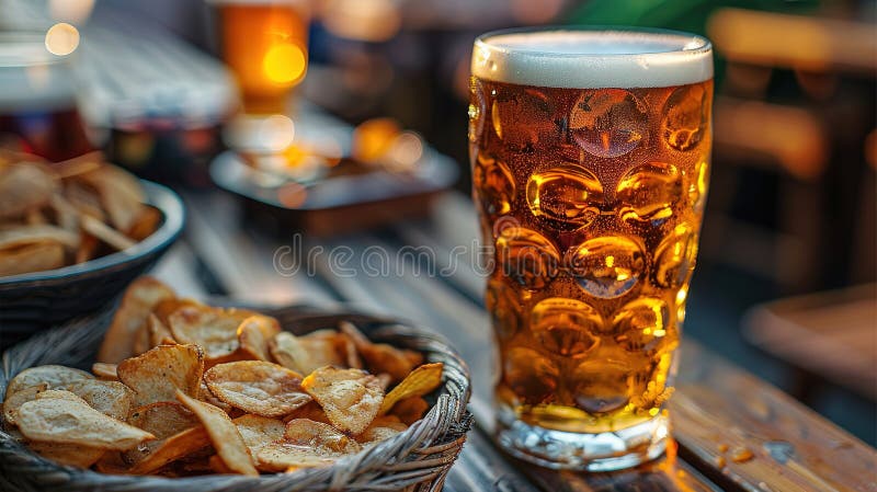 Beer and Snacks Set on Football Match Tv Background Stock Image - Image ...