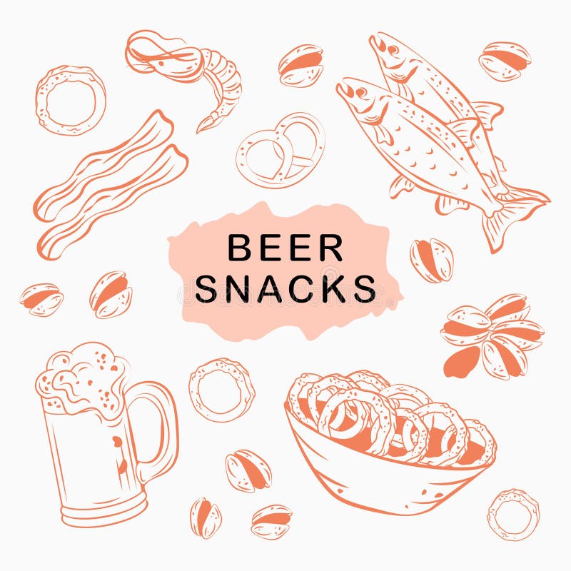 Beer Snacks Sketch Vector Illustration Hand Drawing Stock Vector ...