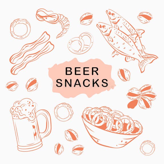 Beer Snacks Sketch Vector Illustration Hand Drawing Stock Vector ...
