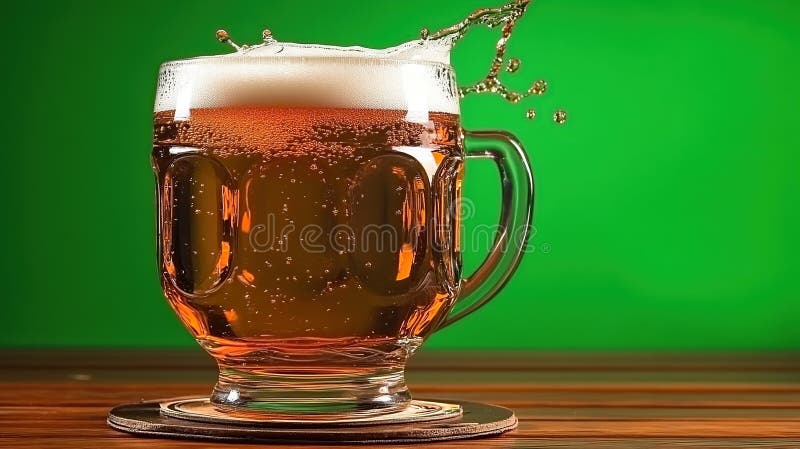 Beer Splash, Glass, Wood, Green Background, Pub Stock Photo - Image of ...