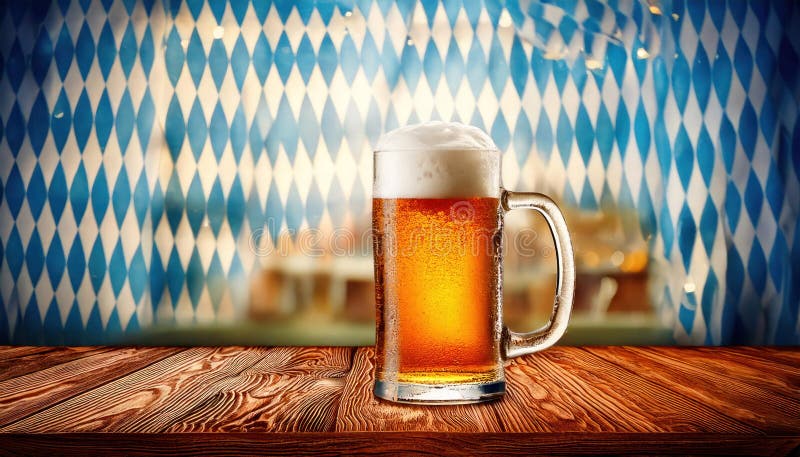 Beer Stands in Front of a Bavarian Backdrop Stock Illustration ...