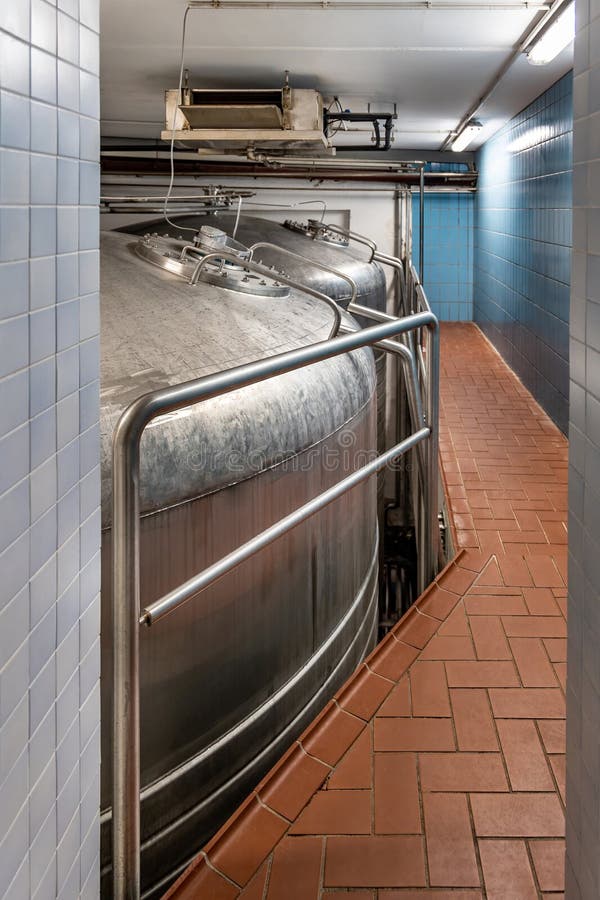 Huge Tanks of Stainless Steel, Which Brewed Beer Stock Photo - Image of ...