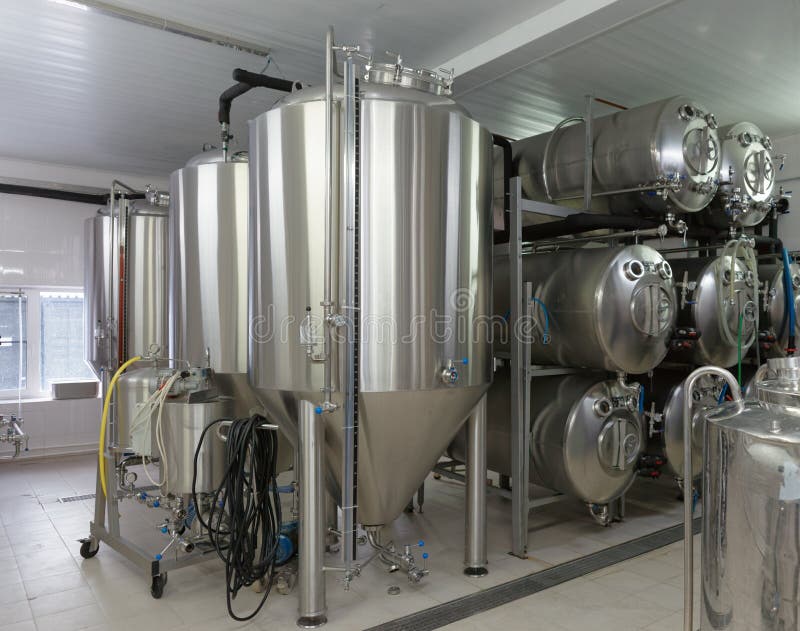 Beer Storage Tanks in Brewery Stock Image - Image of equipment, malt ...