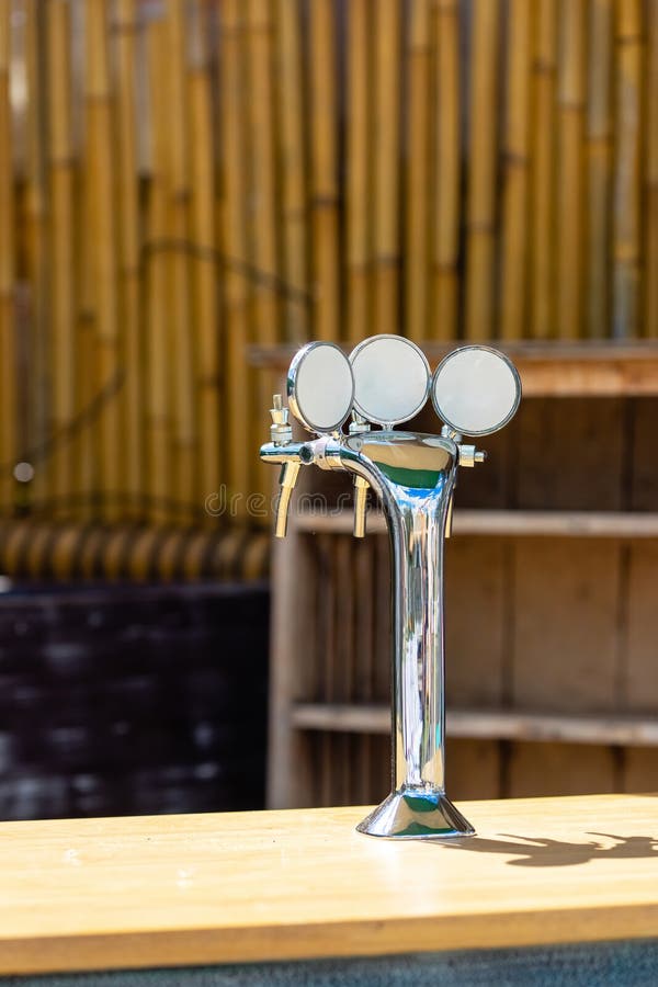 Beer Tap in Bar, Mock Up with Selective Focus. Stock Photo - Image of ...