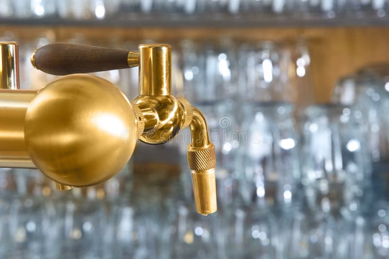 Gold Beer Spigot at the Brewery Stock Photo - Image of environment ...