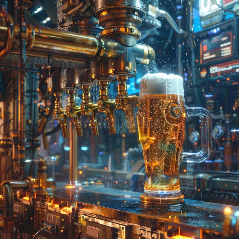 Beer Tap with Handle, Cyberpunk, Holographic Elements Stock ...