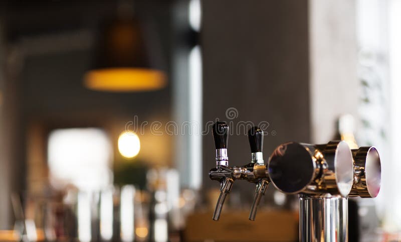 Beer Tap in Restaurant, Lager Beer and Craft Beer Stock Image - Image ...
