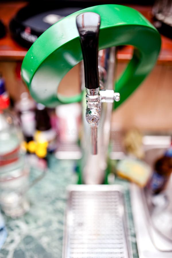 Beer Tap at Restaurant, Bar or Pub. Close-up Details of Beer Draft Taps ...