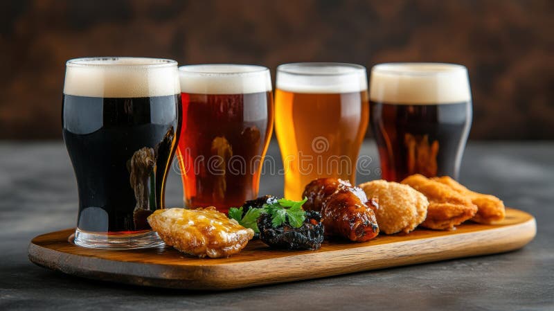Beer Tasting Platter, Assorted Beer Snacks on a Rustic Bar Board with ...