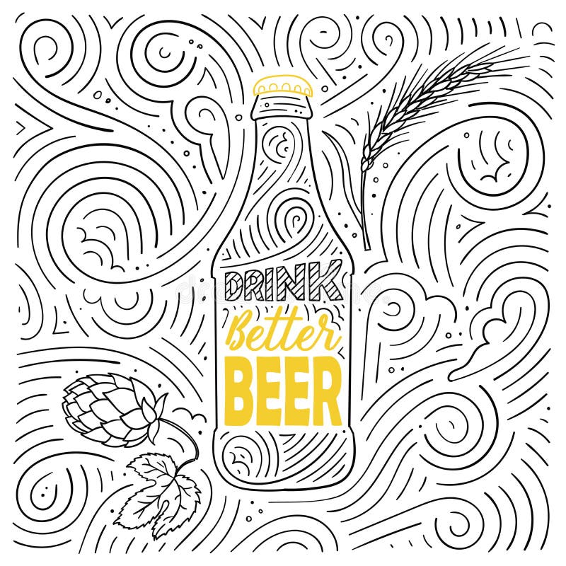 Beer Theme Card Design. the Lettering - Drink Better Beer Stock Vector ...