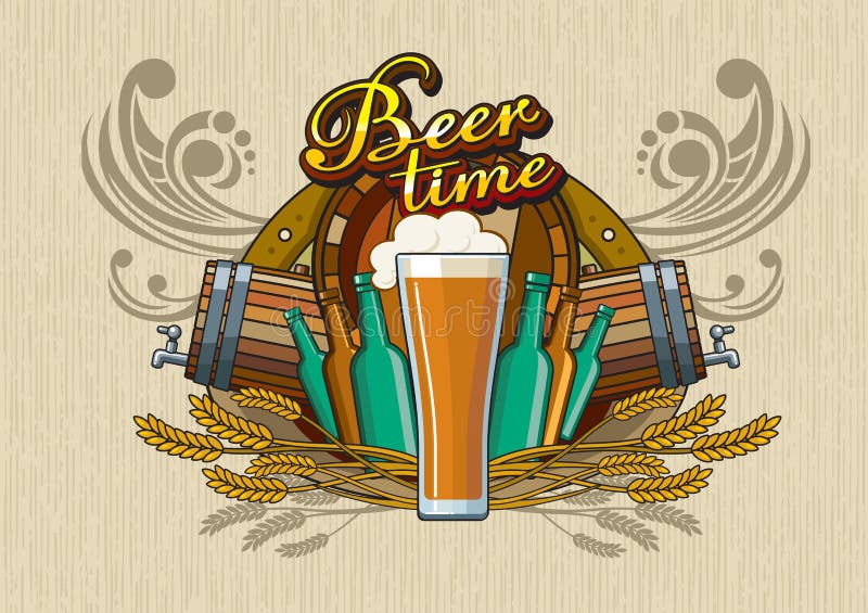Beer time stock vector. Illustration of symbol, decorative - 48754747