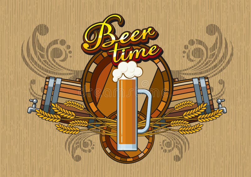 Beer time stock vector. Illustration of color, glass - 48754821