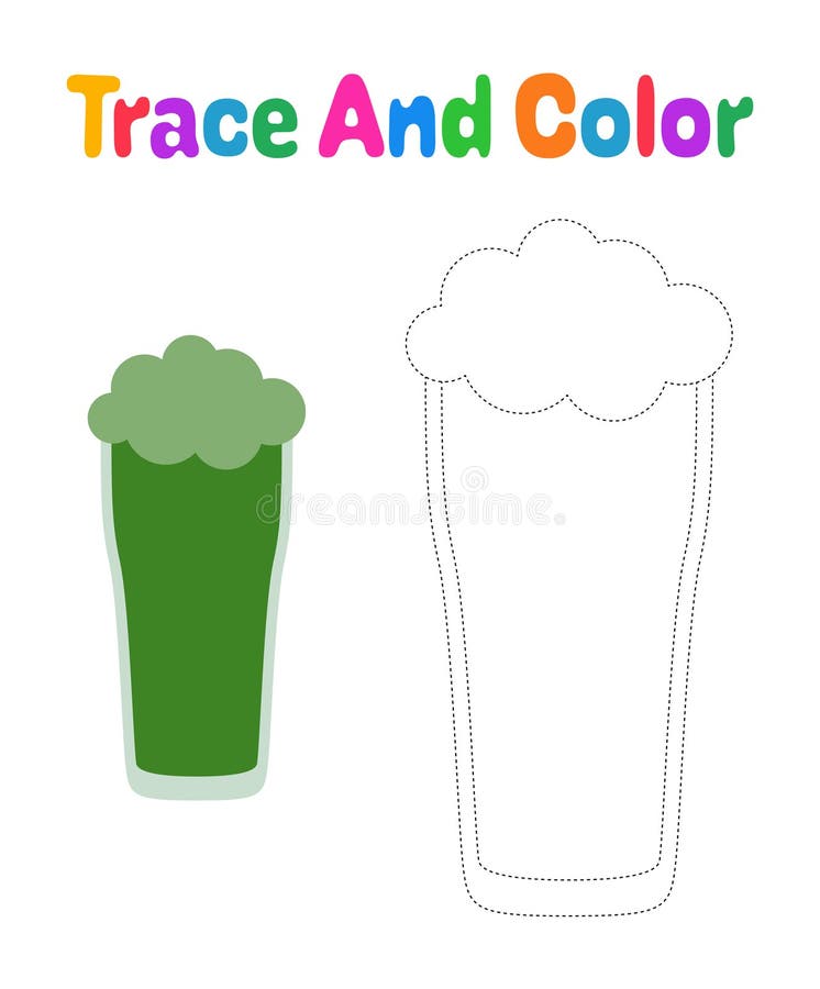 Beer Tracing Worksheet for Kids Stock Vector - Illustration of material ...