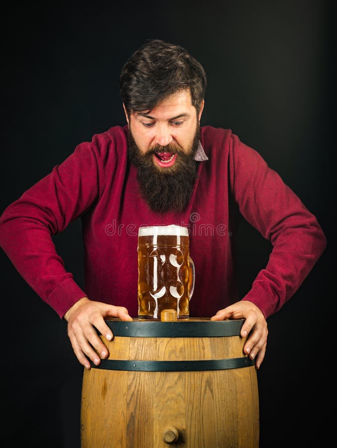 Beer Types and Styles. Beer in Germany. Portrait of Handsome Young Man ...