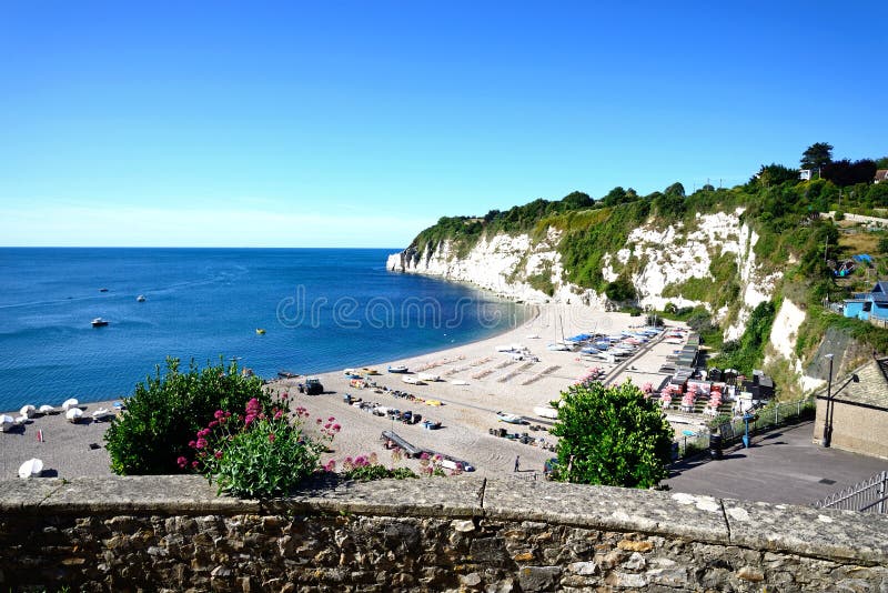 The Beach and Cliffs at Beer, UK. Editorial Stock Image - Image of boat ...