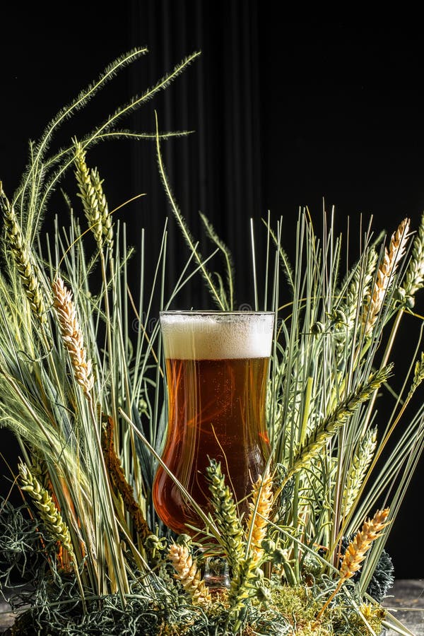 Beer, Wheat Ears. Cold Beer with Foam Stock Photo - Image of wreath ...