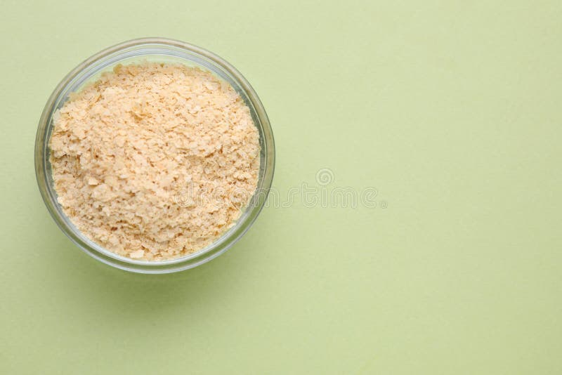 Beer Yeast Flakes on Light Green Background, Top View. Space for Text ...