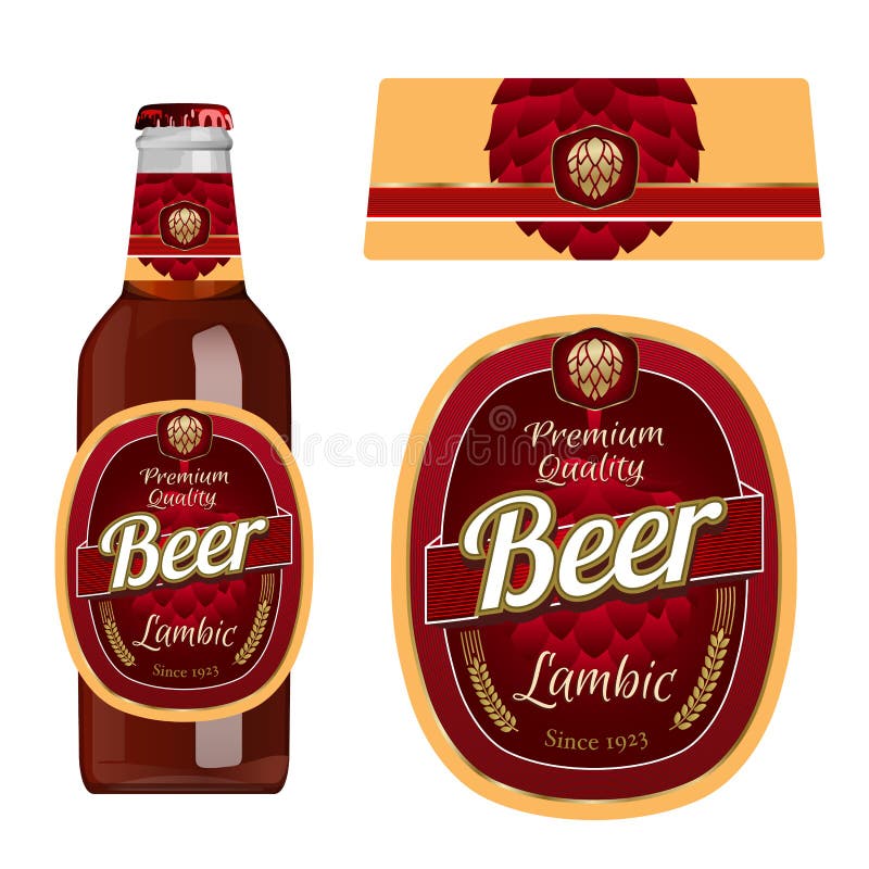 Beer Label Template with Neck Label. Vector Illustration Stock ...