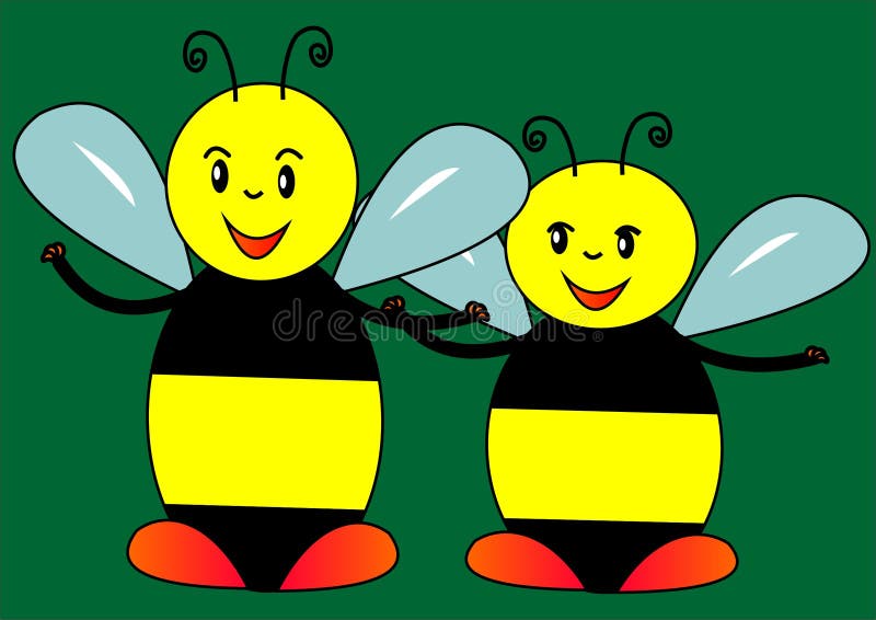 Two Bees stock vector. Illustration of white, happy, smiling - 10988768