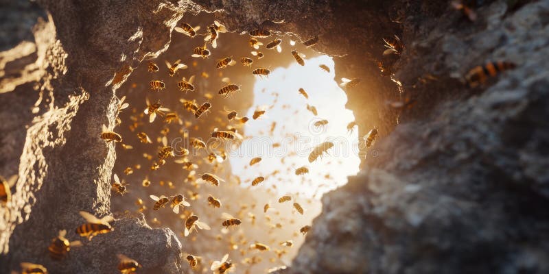 Bees in Cave stock image. Image of farm, hive, generated - 387993163