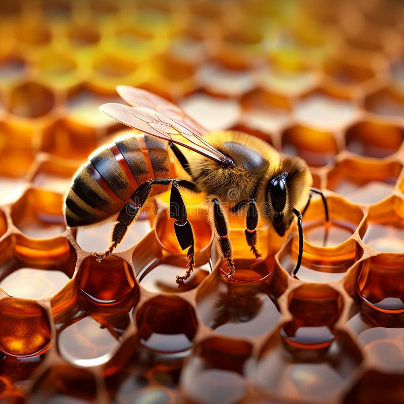 Bees Constructing Honeycomb with Intricate Precision Stock Photo ...