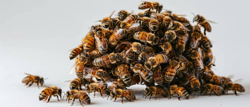 Bees Create a Human Brain Shape on White Background, Unique and ...