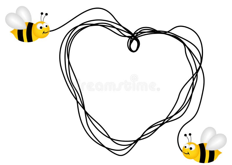 Bees Creating a Heart with a Piece of String Stock Vector ...