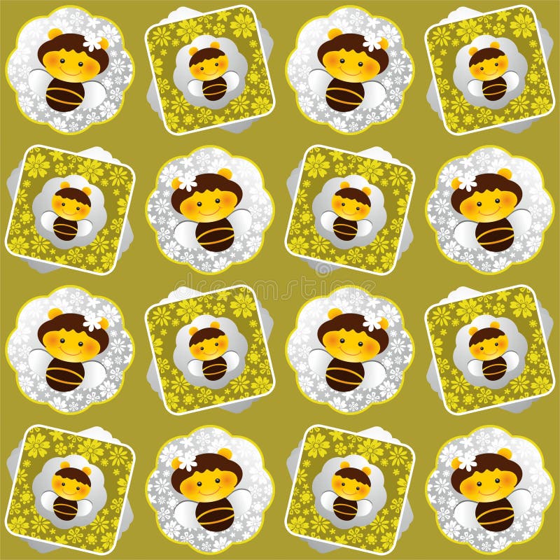 Happy bees and beehive stock vector. Illustration of pattern - 46821761