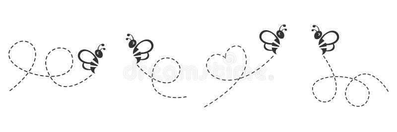 Flying Bee Dotted Line Stock Illustrations – 168 Flying Bee Dotted Line ...