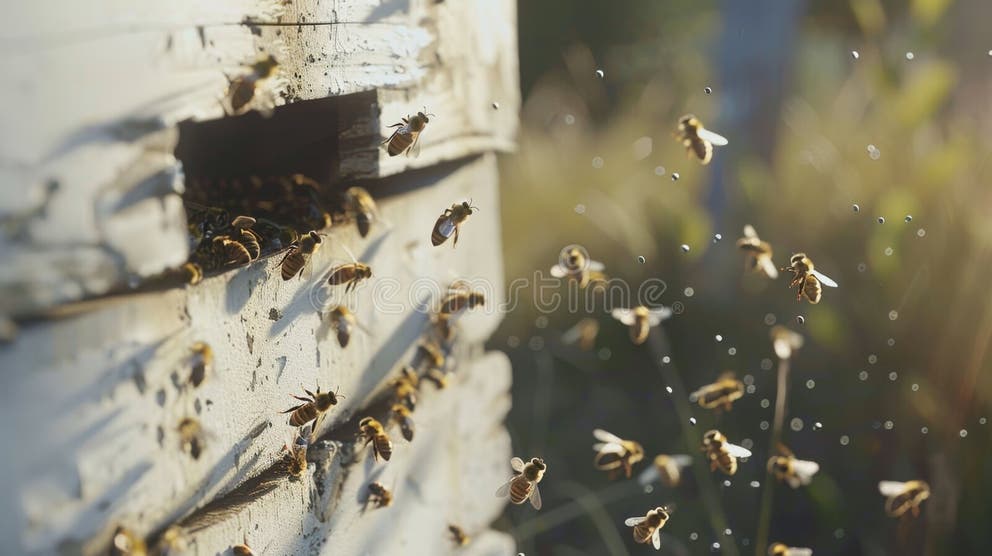 The Bees at a Hive. AI Generated Stock Image - Image of ecosystem ...