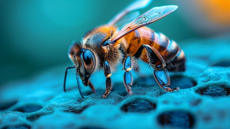 Bees on Honeycomb Background, Generative AI Stock Illustration ...