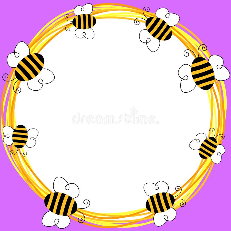 Flying Bee in a Honeycomb Frame Stock Illustration - Illustration of ...