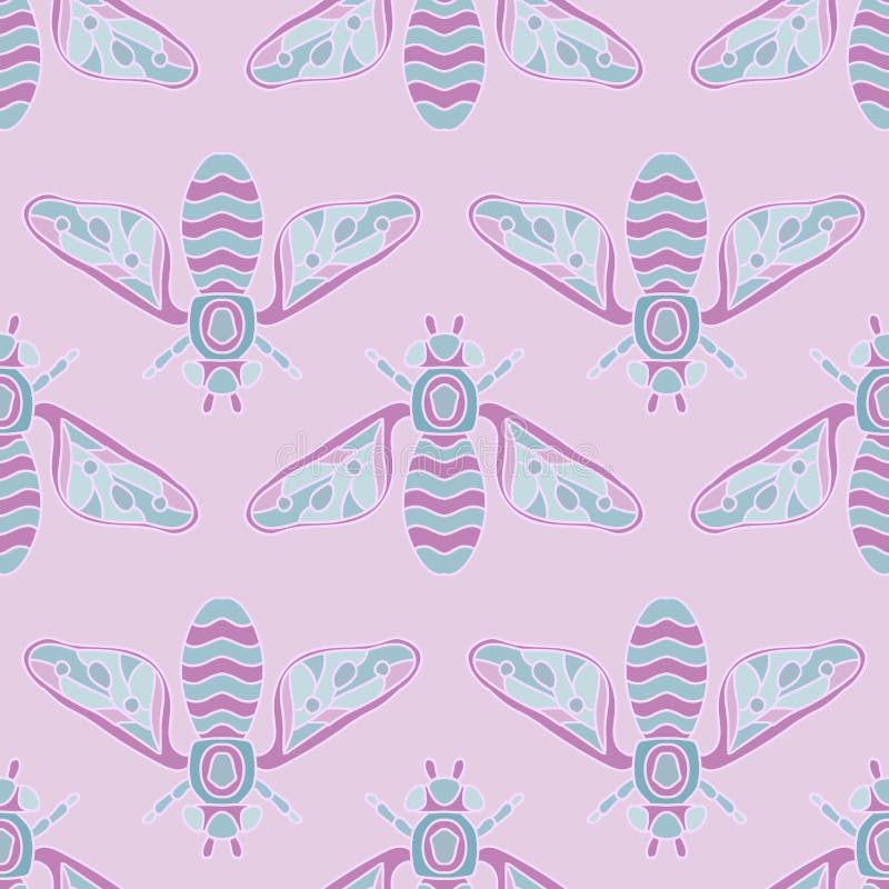 Bee, Beetles, Fly Maryls, Wasp Seamless Pattern Doodling Stock Vector ...