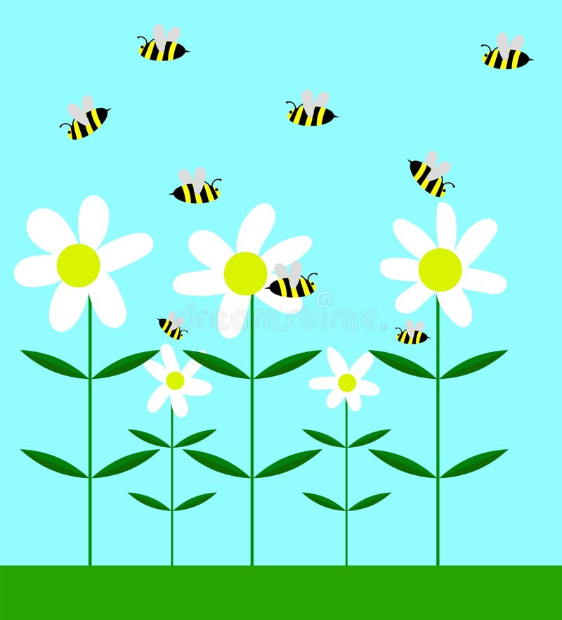 Bees Pollinating Stock Illustrations – 267 Bees Pollinating Stock ...