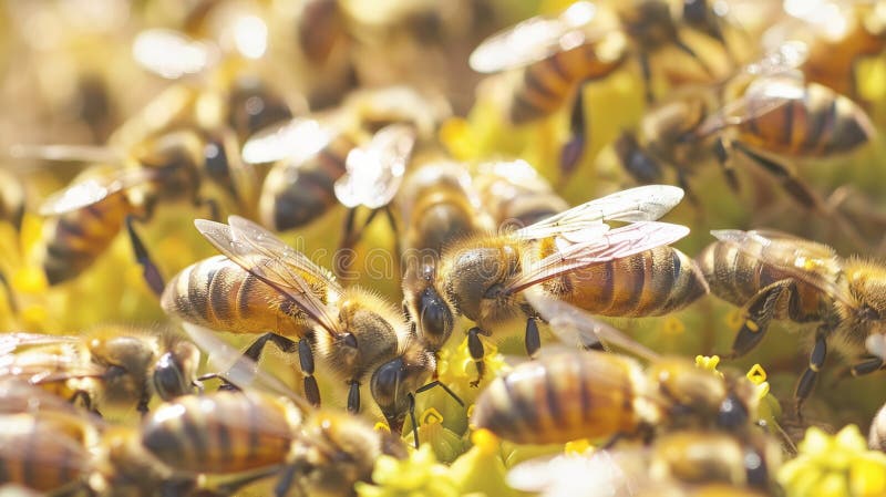 Bees and Pollination in Ecosystems Stock Illustration - Illustration of ...