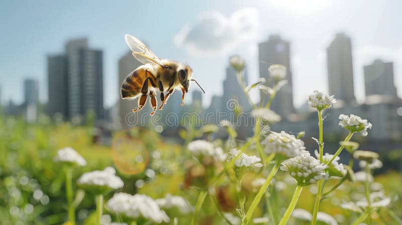 Bees and the Urban Ecosystem Stock Illustration - Illustration of ...