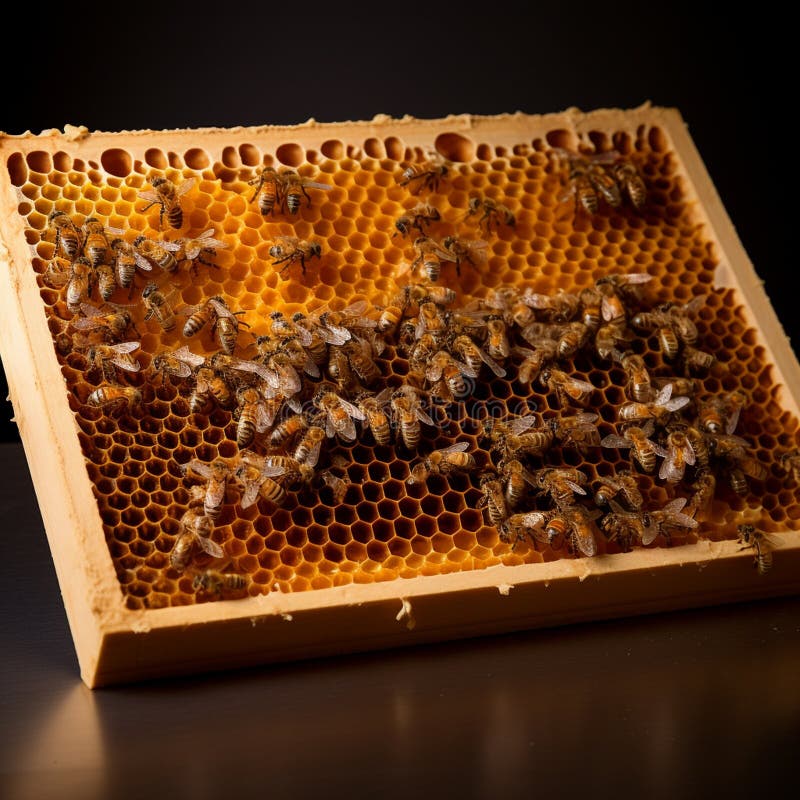 Bees Work on Laying Propolis in a Hive. Honey Bees Work in the Hive ...