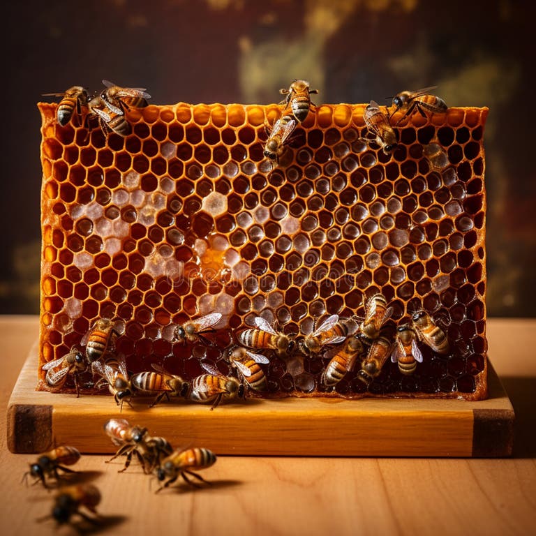 Bees Work on Laying Propolis in a Hive. Honey Bees Work in the Hive ...