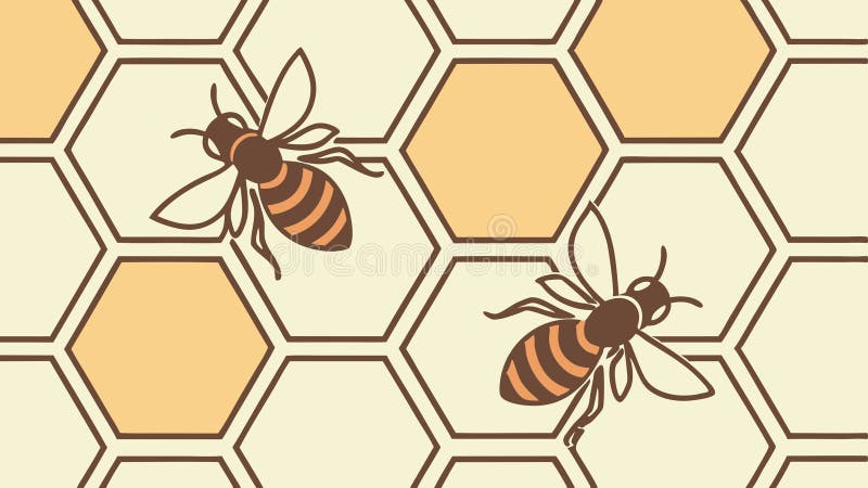 Bees Working on a Honeycomb Pattern Nature Theme, Vector Design ...