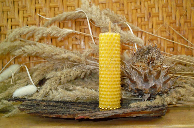 Beeswax candles stock photo. Image of decoration, rope - 23365962