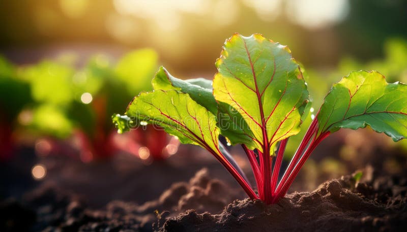 , Beet Leaf Growing in the Garden, Beetroot Leaves Closeup Stock ...