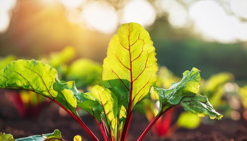 , Beet Leaf Growing in the Garden, Beetroot Leaves Closeup Stock ...