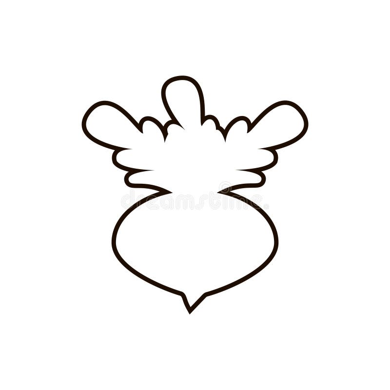 Beet with Leaves. Outline Linear Vector in Minimal Simple Flat Style Stock Illustration ...
