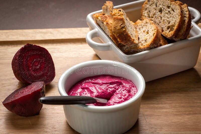 Beet Paste with Bread Closeup Stock Image - Image of wooden, snack ...