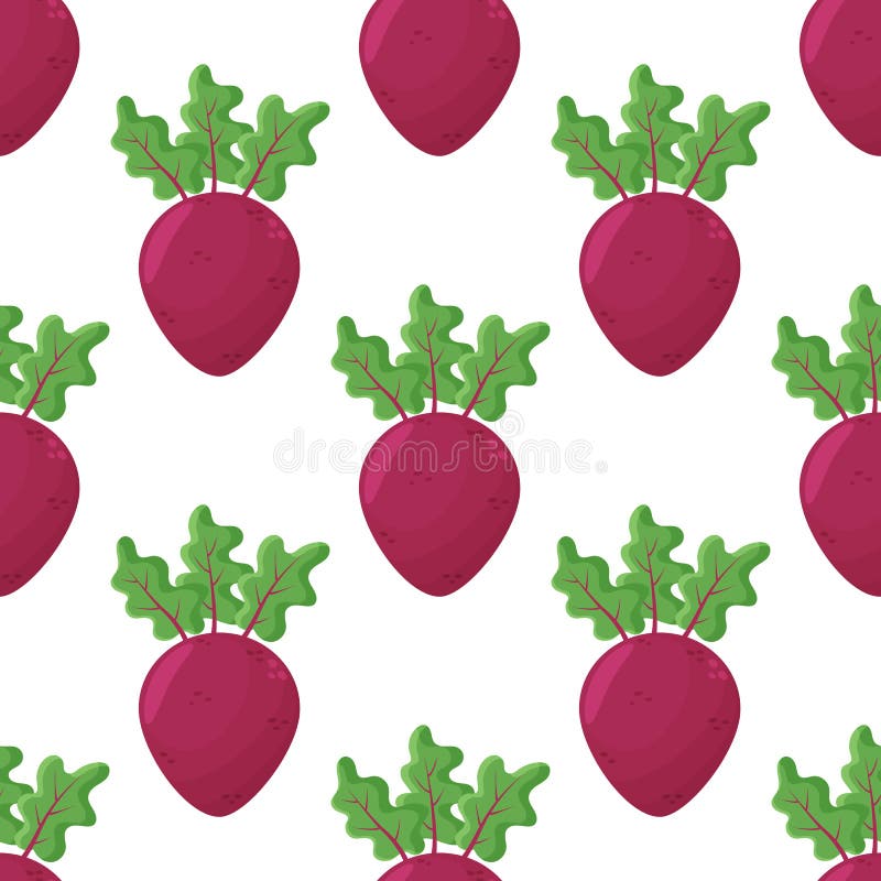 Beet Root Flat Design Seamless Pattern. Seamless Pattern with Leaves ...