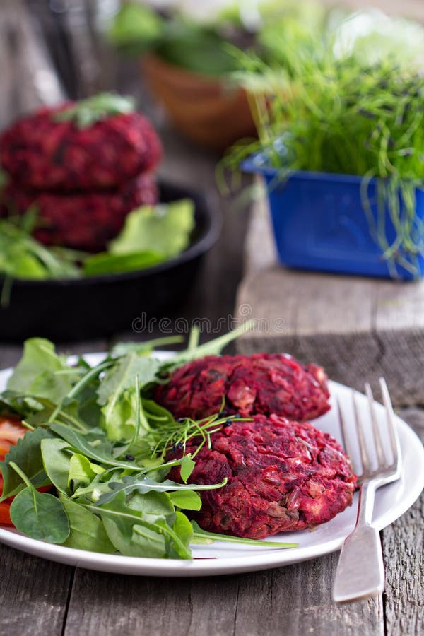 Beet Root and Red Bean Vegan Burgers Stock Image - Image of healthy ...