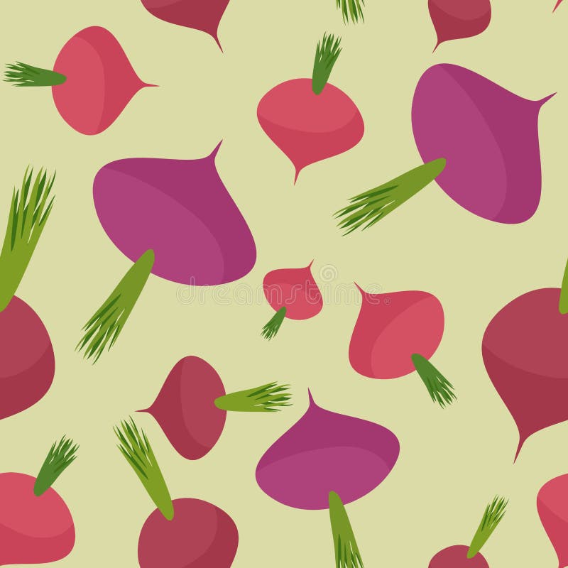Beet Pattern. Seamless Background with Dark Red Beets Stock Vector ...