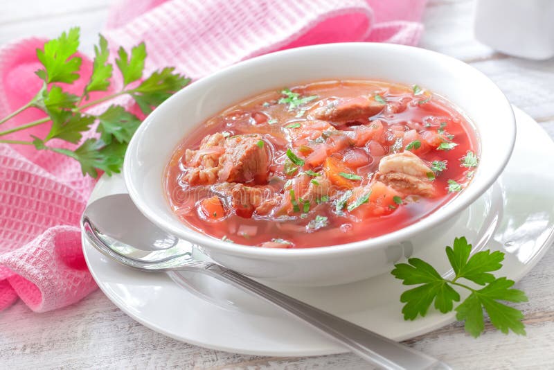 Beet soup stock image. Image of beetroot, meal, beef - 32717697