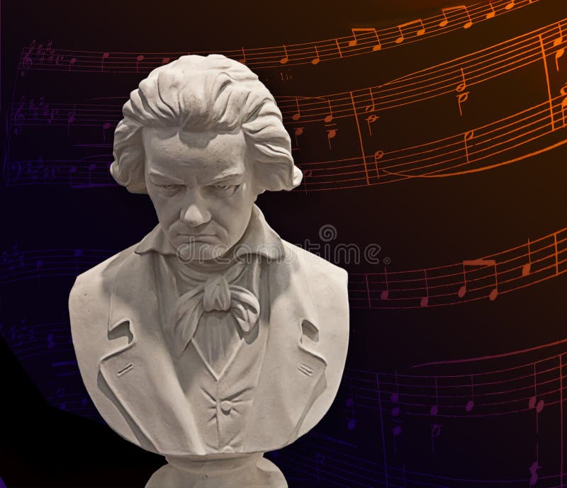 Beethoven Bust and Music Notes Stock Photo - Image of musician ...